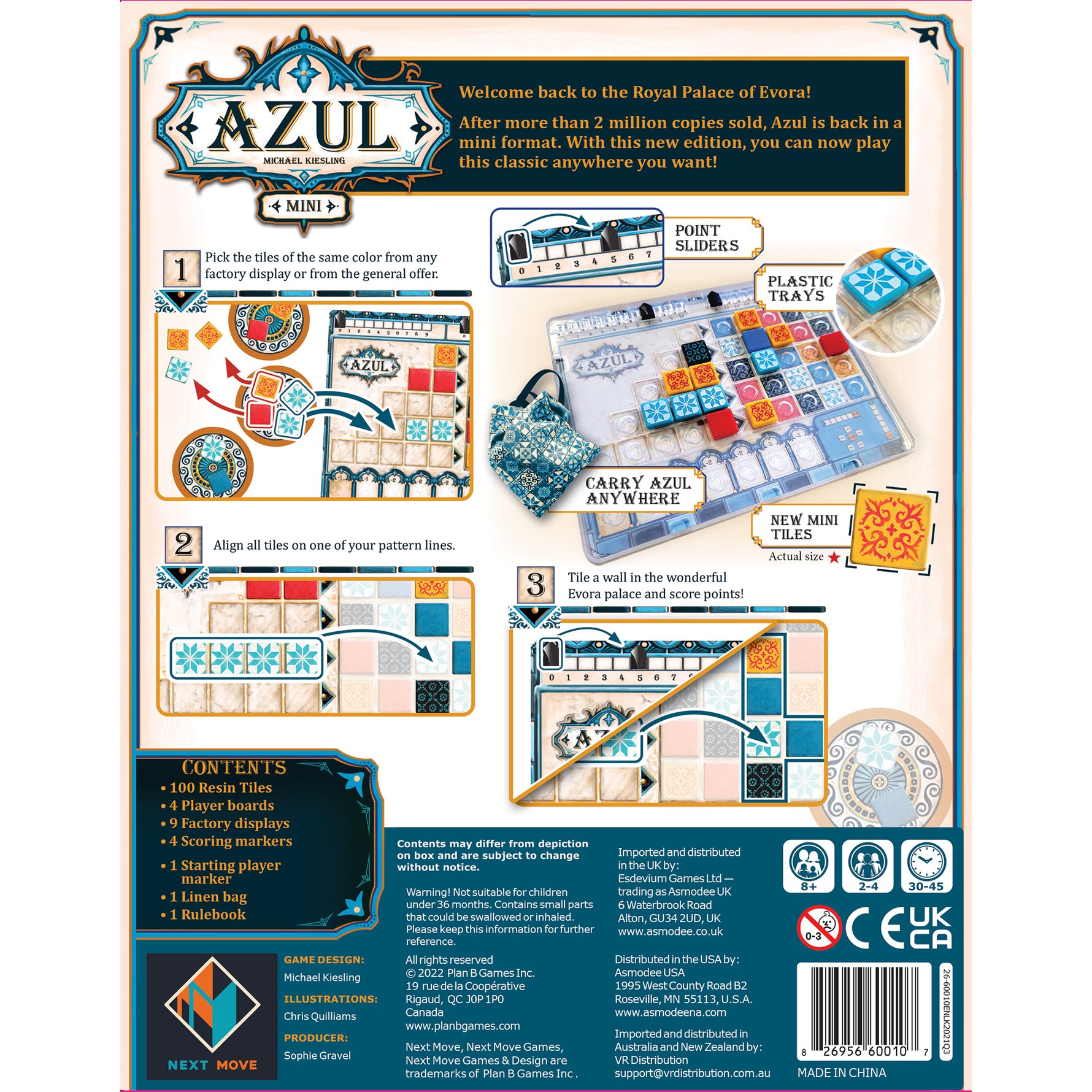 Azul Mini Board Game Game - A Tile-Laying Strategy Game for Family Fun ...