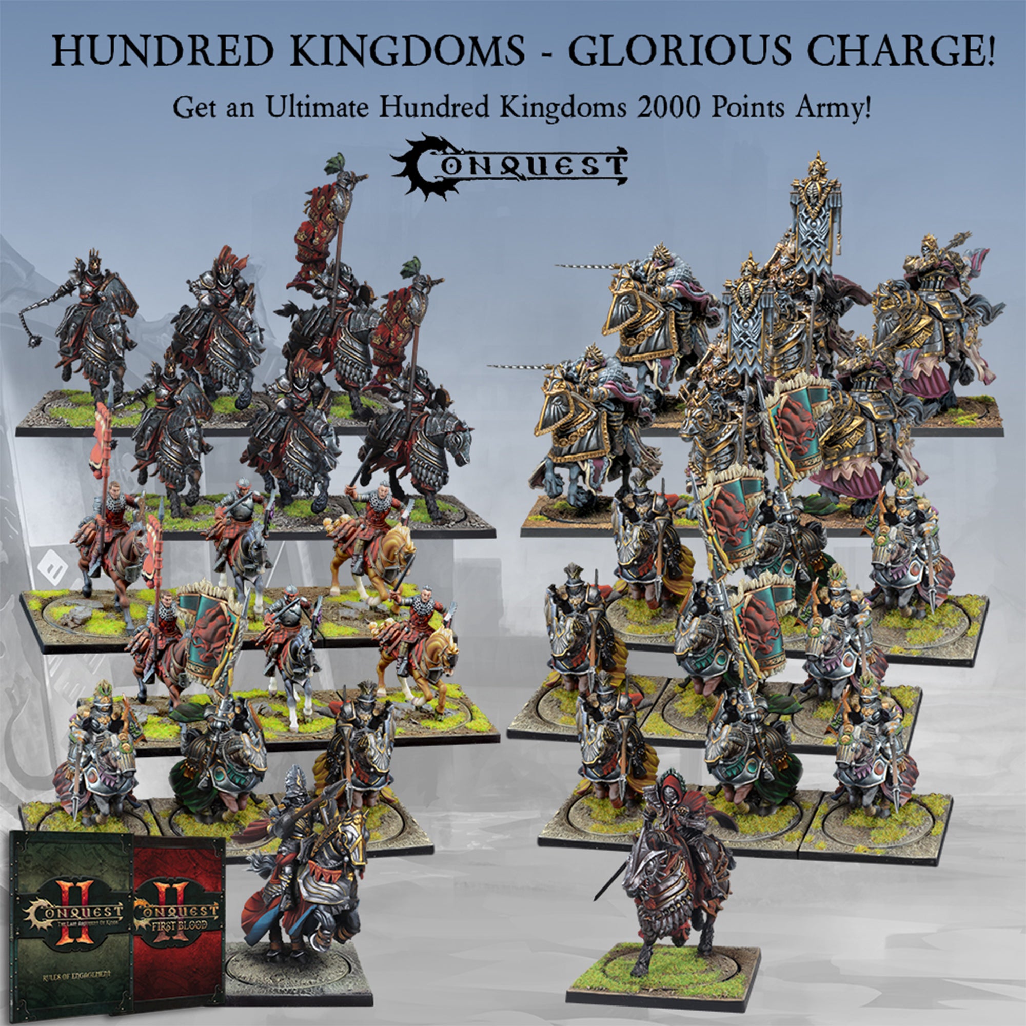 Conquest Miniatures Game - Hundred Kingdoms Glorious Charge 2000pt Army ...