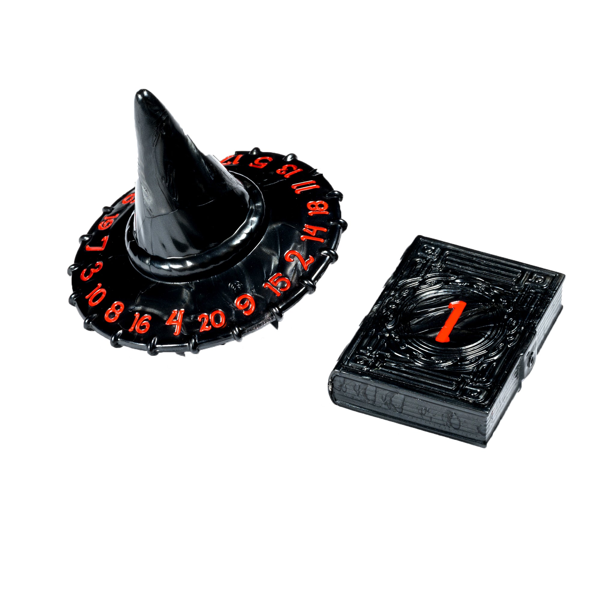 PolyHero Wizard Dice Set - d20 Wizard Hat & d2 Spellbook in Shadow ...