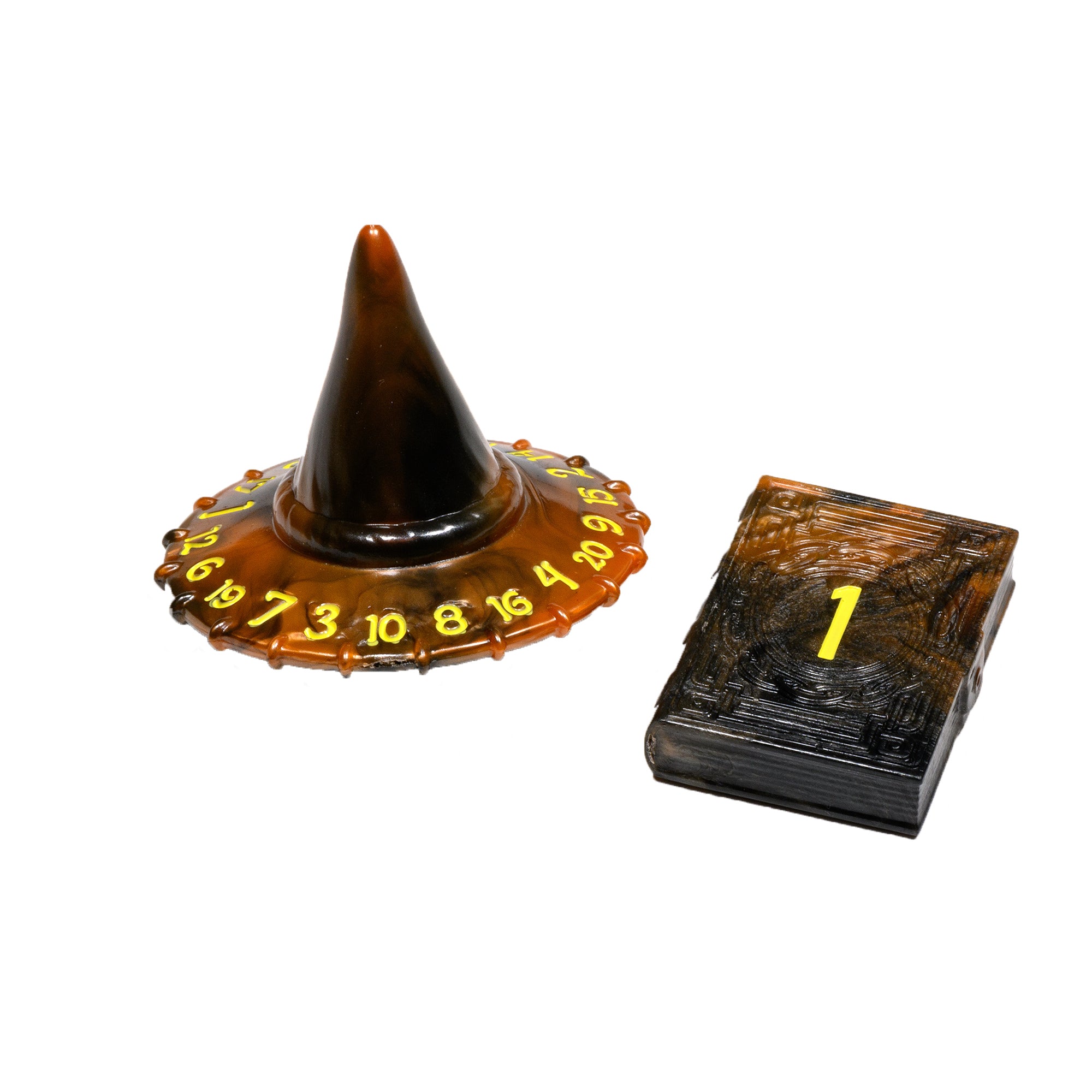 PolyHero Wizard Dice d20 Wizard Hat &d2 Spellbook in Smoldering Ember ...