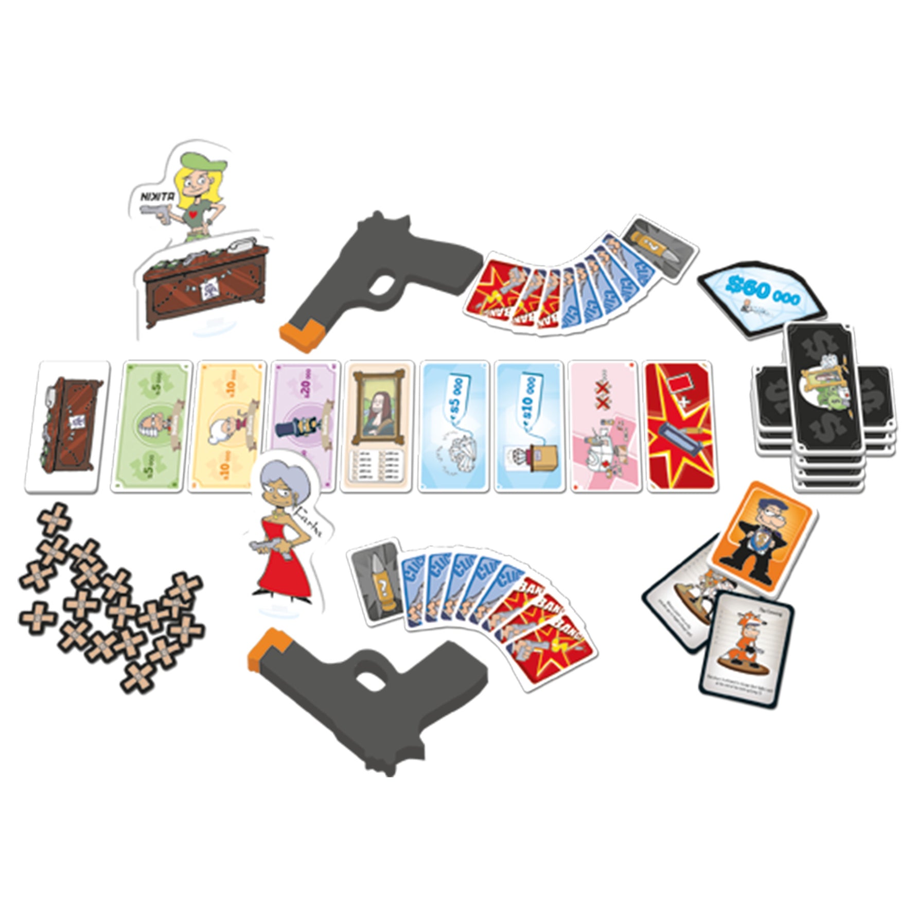 Cash N Guns 2nd Edition Board Game - Party Heist Game with Foam Guns ...